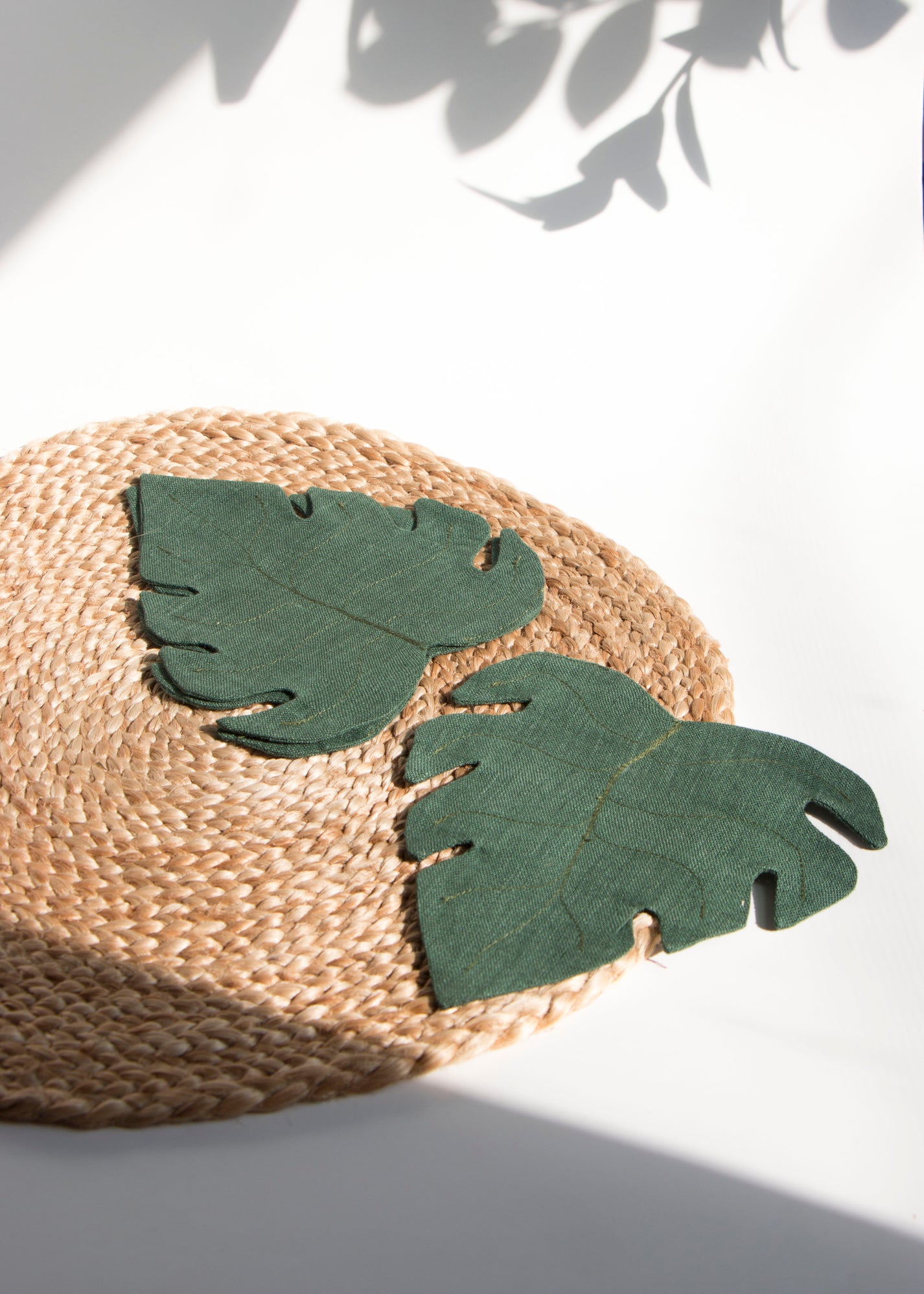 Linen Monstera Leaf Coasters set of 2 – March6teen