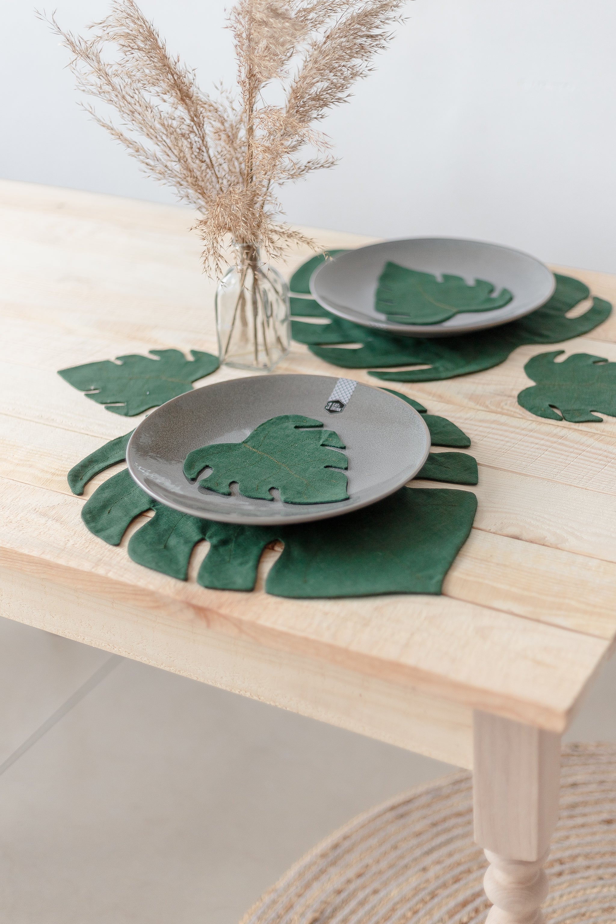 Linen Monstera Leaf Coasters set of 2 – March6teen
